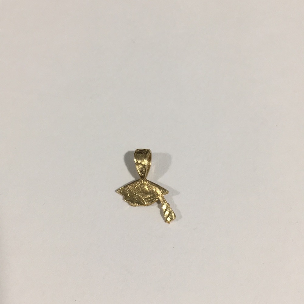 14k Yellow Gold Graduation Hat Charm - Gem